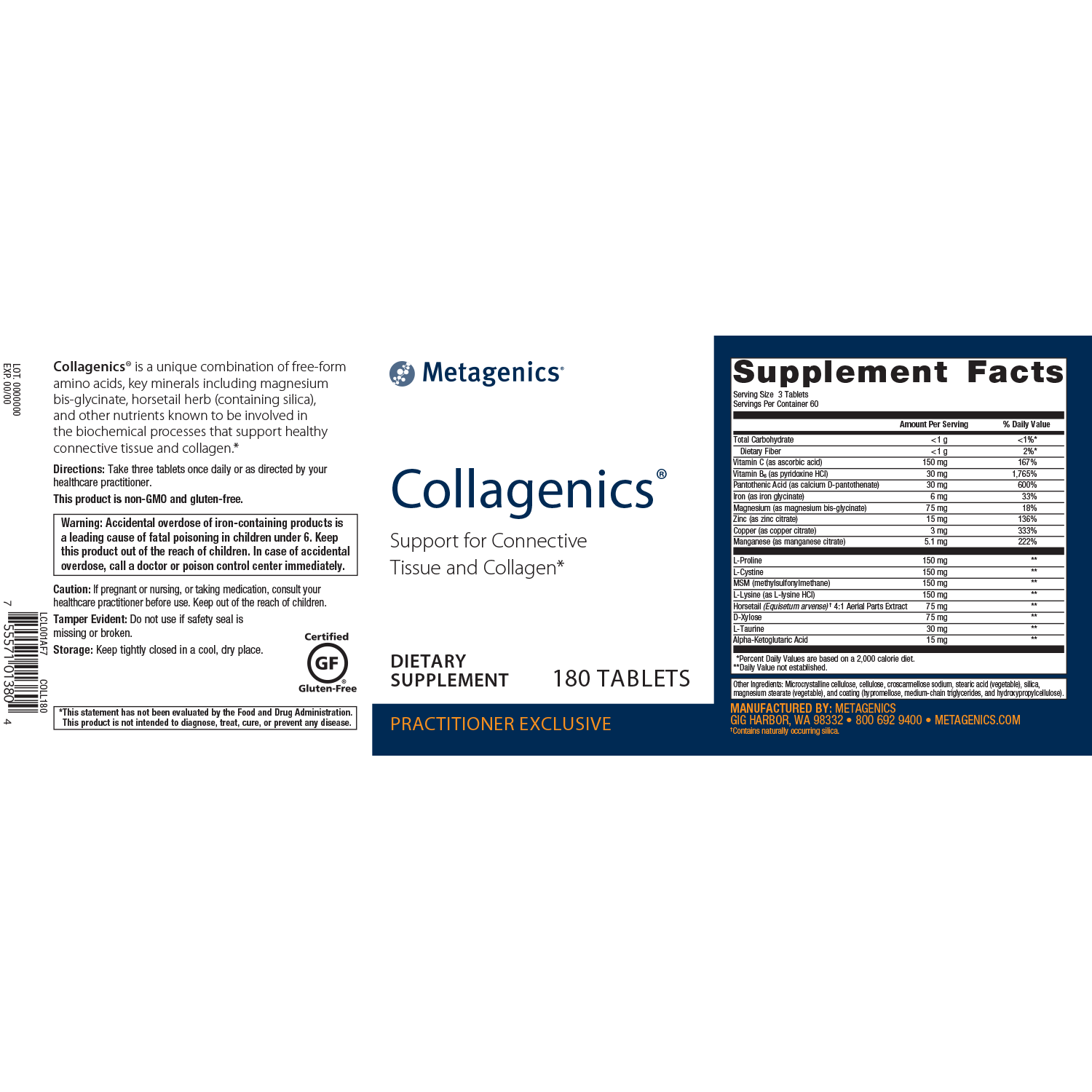 Collagenics 180 Tablets Metagenics - Bodycrafters