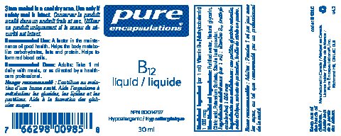 B12 liquid 30ml Pure Encapsulations Bodycrafters