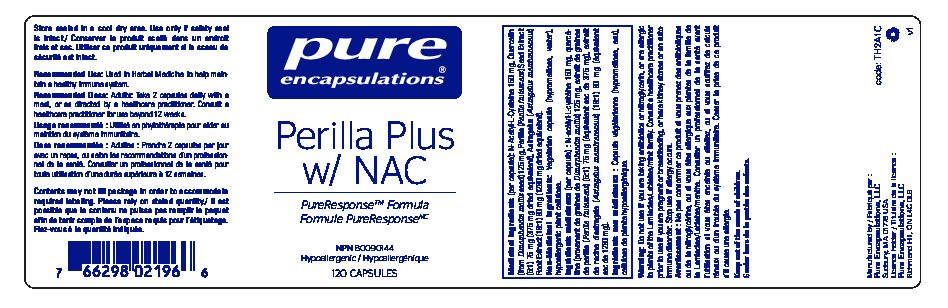 Perilla Plus w/ NAC 120 Capsules Pure Encapsulations Bodycrafters