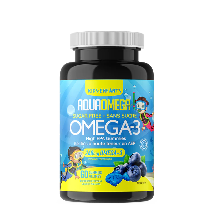 Kids High EPA Omega-3 Blueberry 60Gummies AquaOmega - Bodycrafters